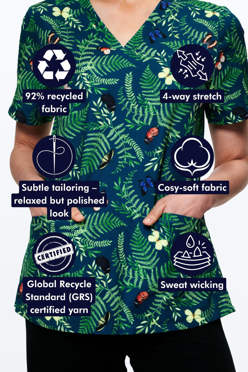 Bushland Butterflies - Fun Printed Scrub Tops and Joggers | Dr Woof Apparel